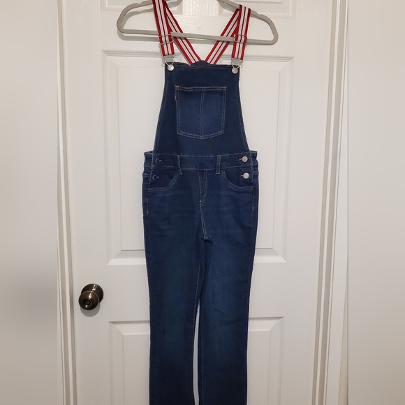 Levi's | Bottoms | Levis Denim Overalls Striped Red White Straps Sz 4 ...